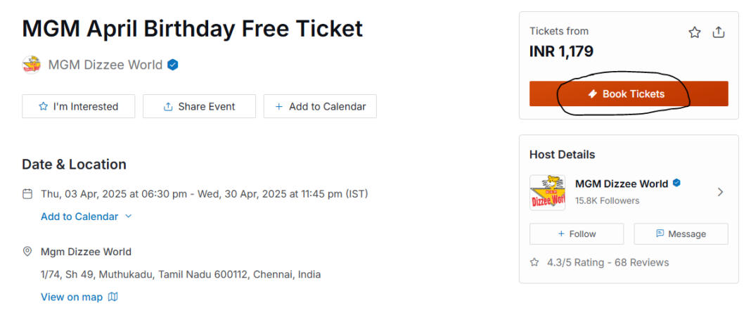 MGM Dizzee World Tickets Price, Timings & Booking 2025